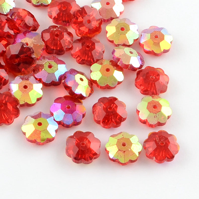 Beadazzle 10mm Marguerite Flower Red AB Glass Beads - 10pcs – Beadazzle ...