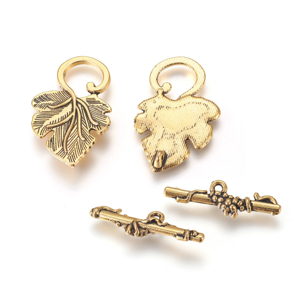 Antique Gold 36x22mm Leaf Toggle Clasp - 4sets/pack – Beadazzle Bead Outlet