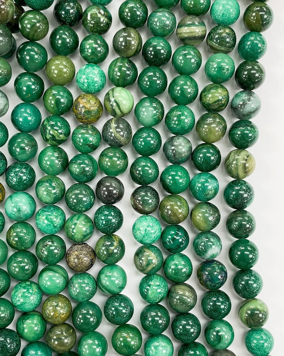 Verdite (Veridite) Round Gemstone Bead Strand #10-246 – Beadazzle Bead ...